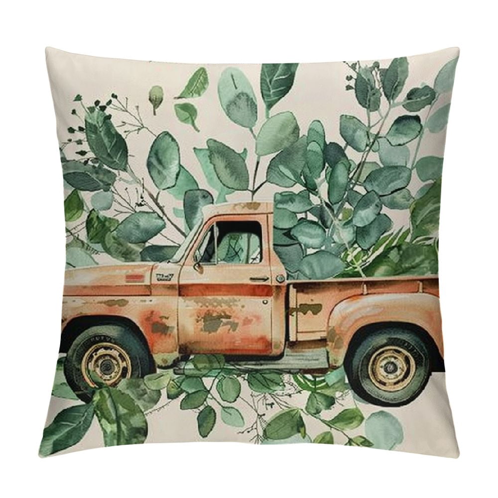 Fenyluxe Farmhouse Eucalyptus Leaves Throw Pillow Covers Bless Our Home Sweet Home Greenery ...