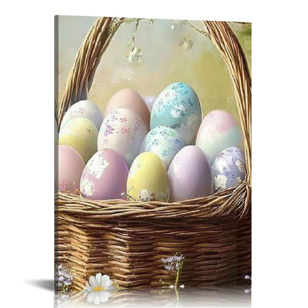 Fenyluxe Floral Easter Basket Poster Easter Wall Art Spring Prints ...