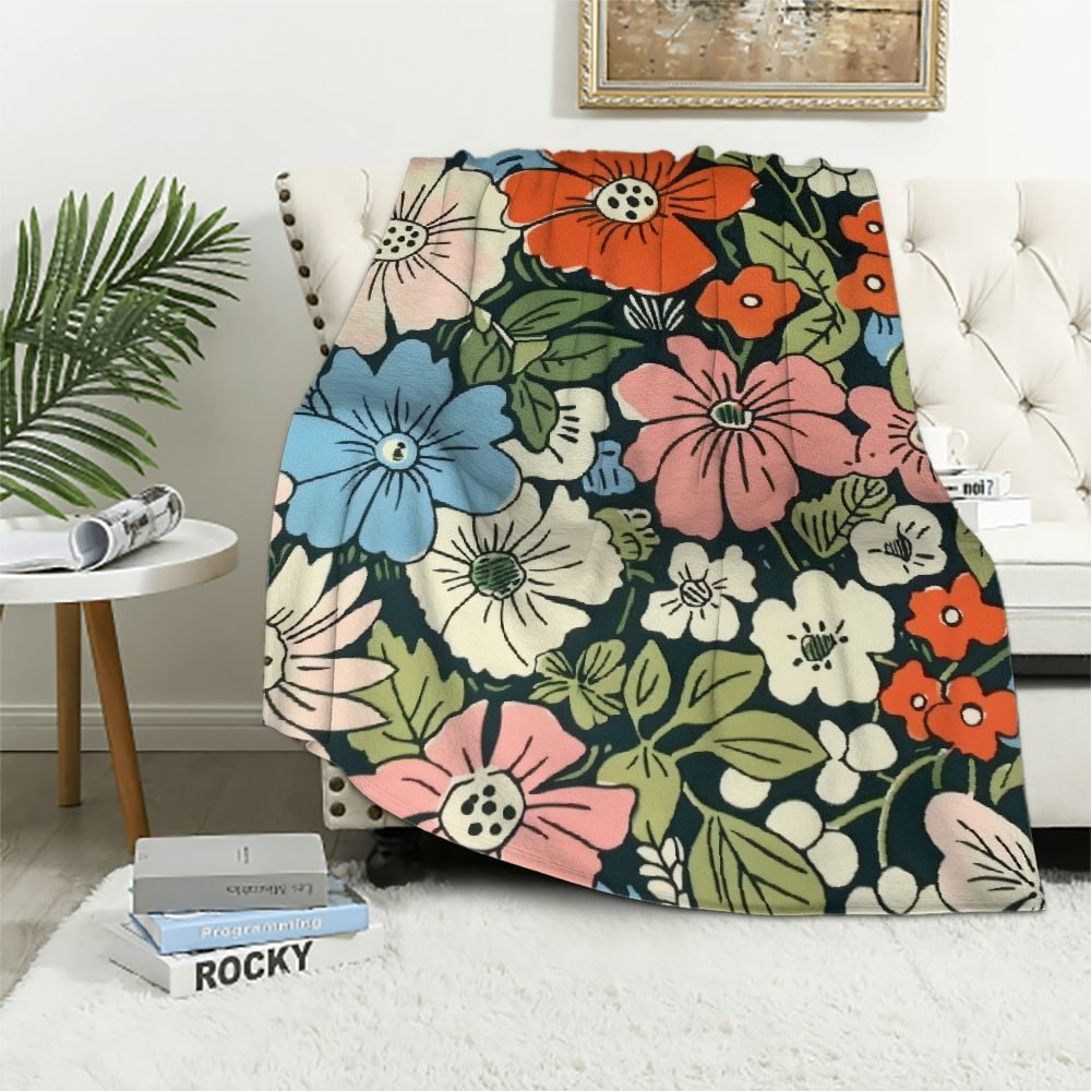 Fenyluxe Flowers Annabel Kidston Silk Screen Print Flannel Throw ...