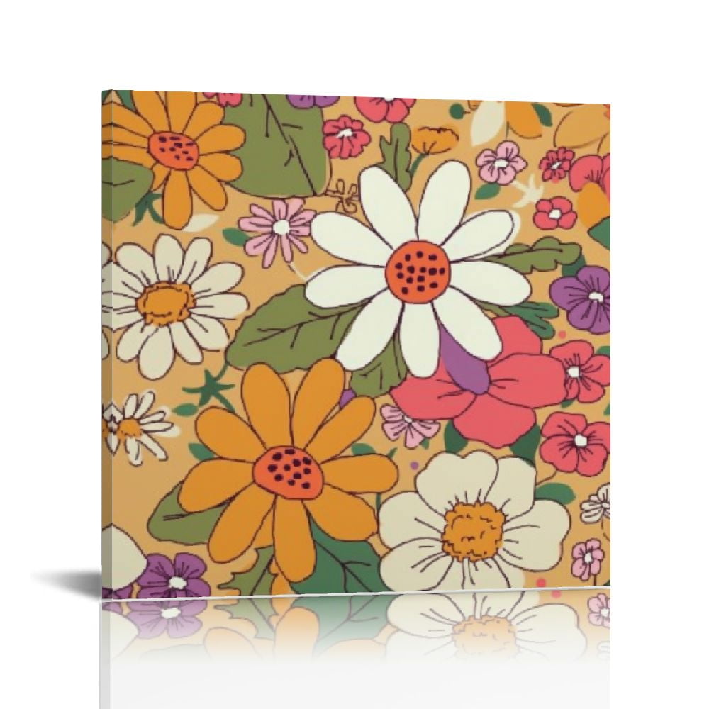 Fenyluxe Flowers Colors Patterns Wall Decor Canvas Print Ready To Hang ...