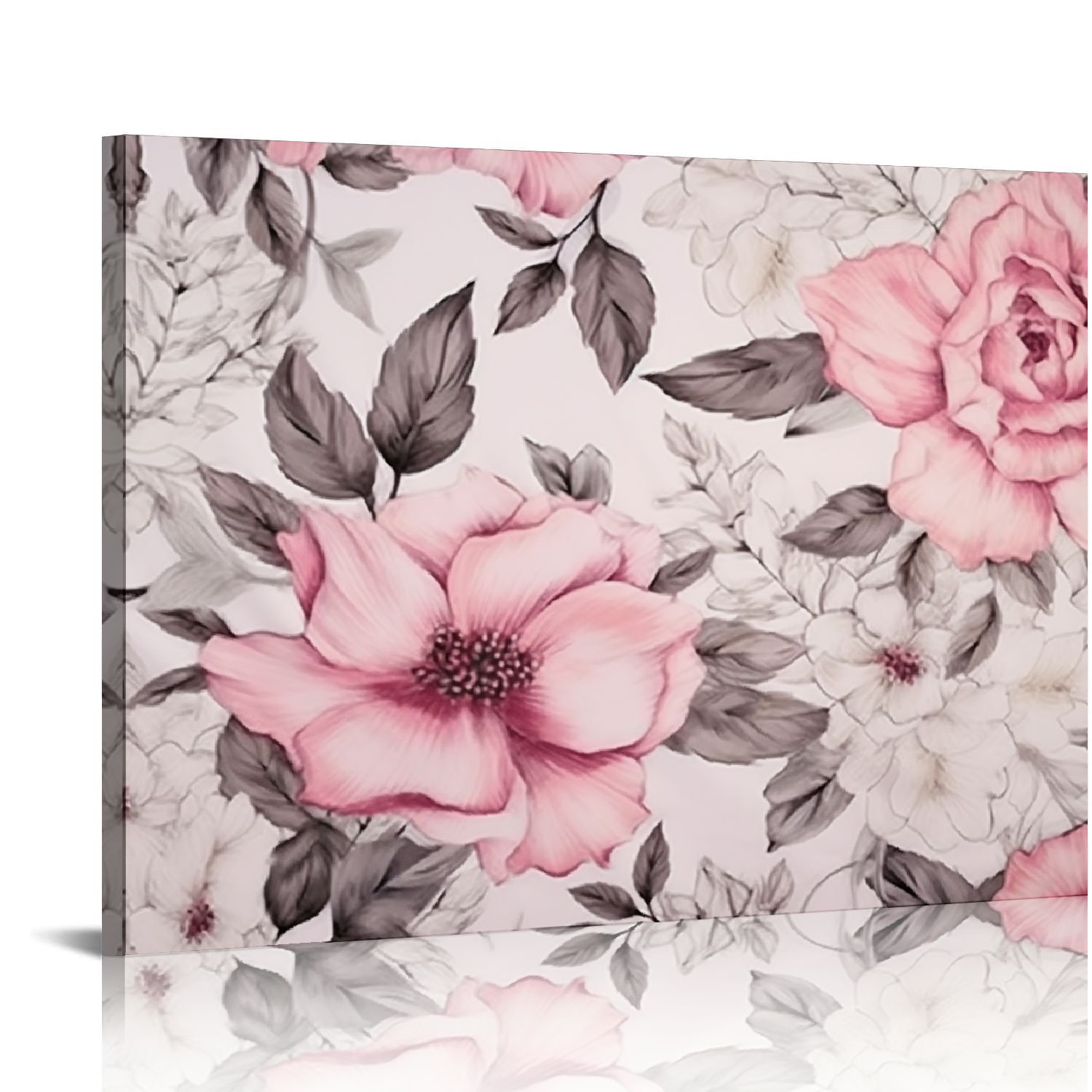 Fenyluxe Flowers Leaves Canvas Art Modern Prints Ready To Hang Wall ...