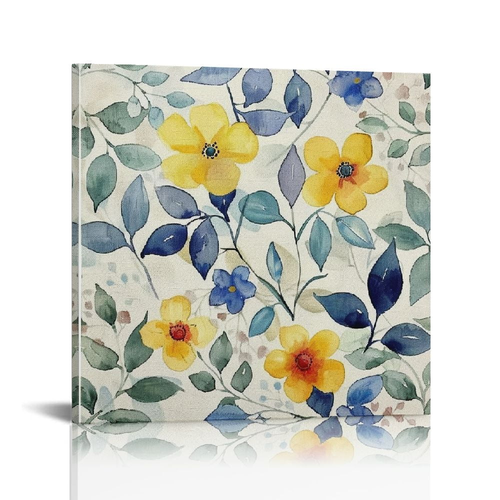 Fenyluxe Flowers Leaves Watercolor Painting Wall Decor for Living Room ...