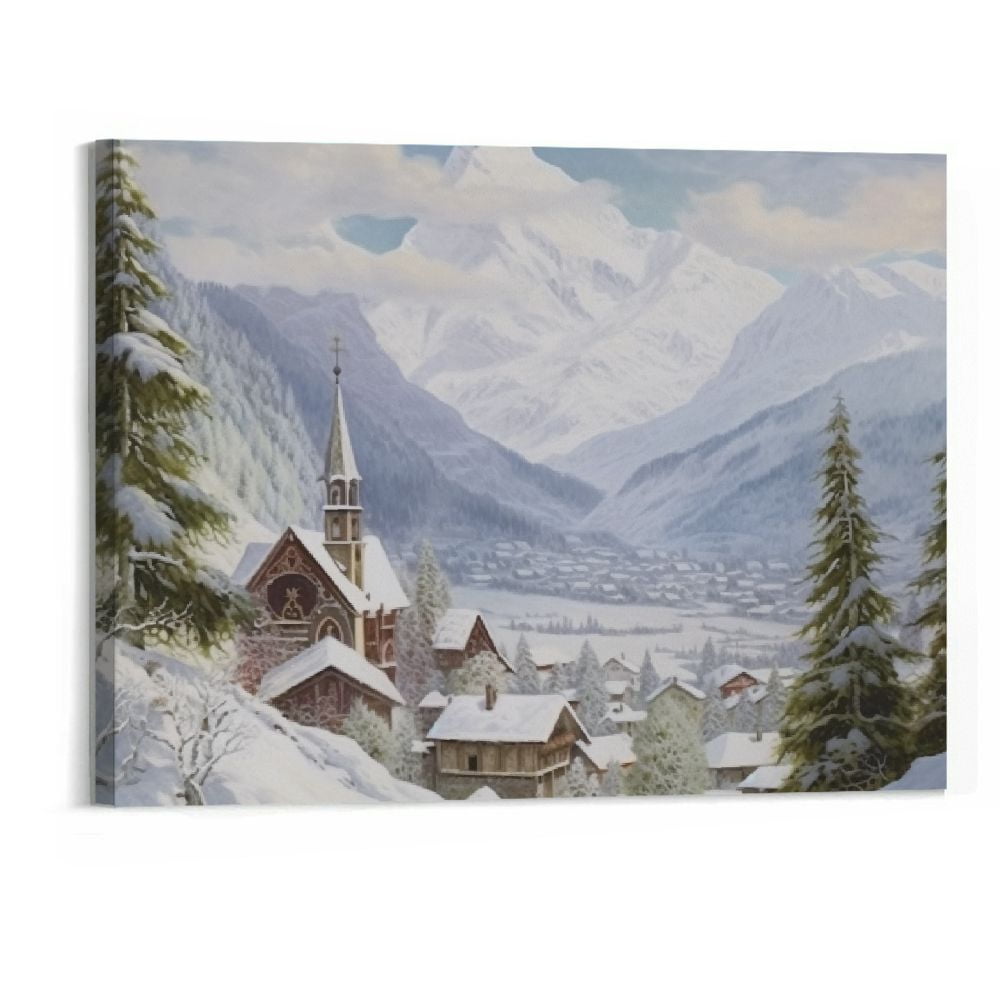 Fenyluxe Frame Winter Wall Art Snow Tree Canvas Wall Decor Snowing ...