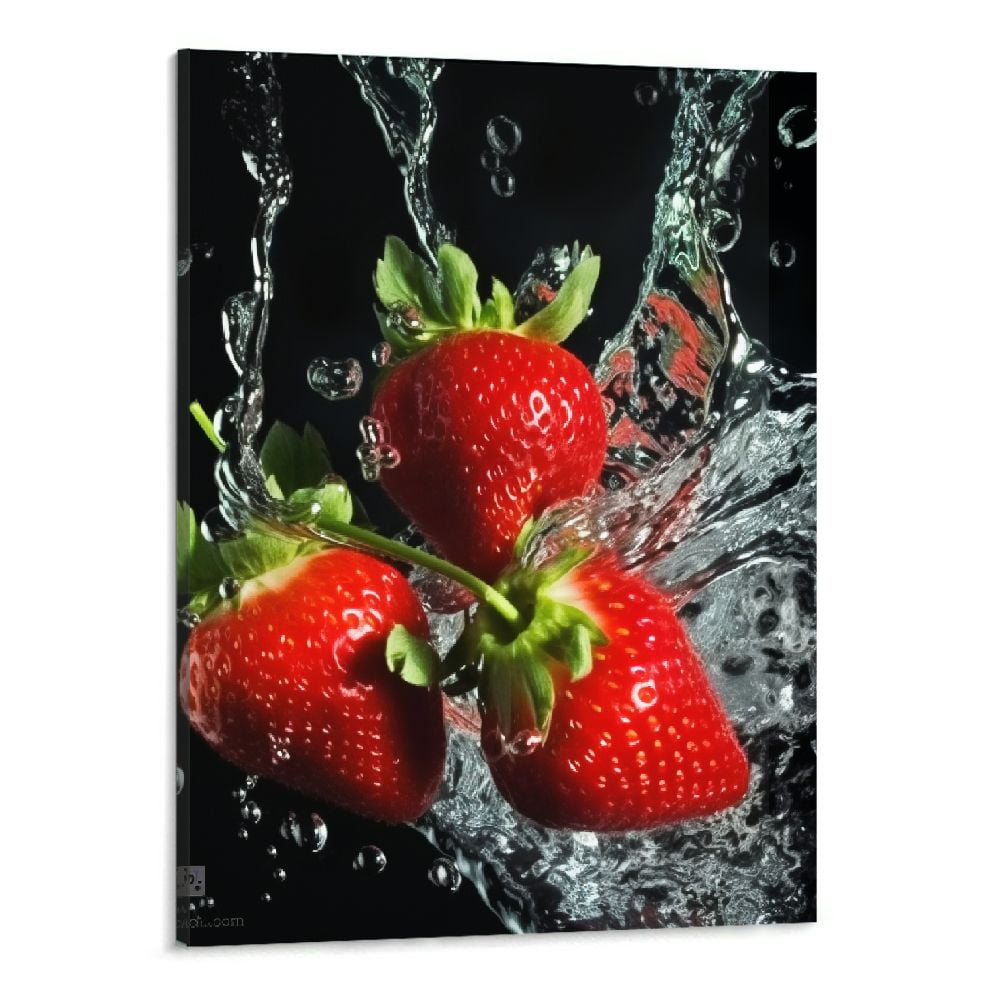 Fenyluxe Fruit Canvas Wall Art Kitchen Decor Fresh Strawberry in Water ...
