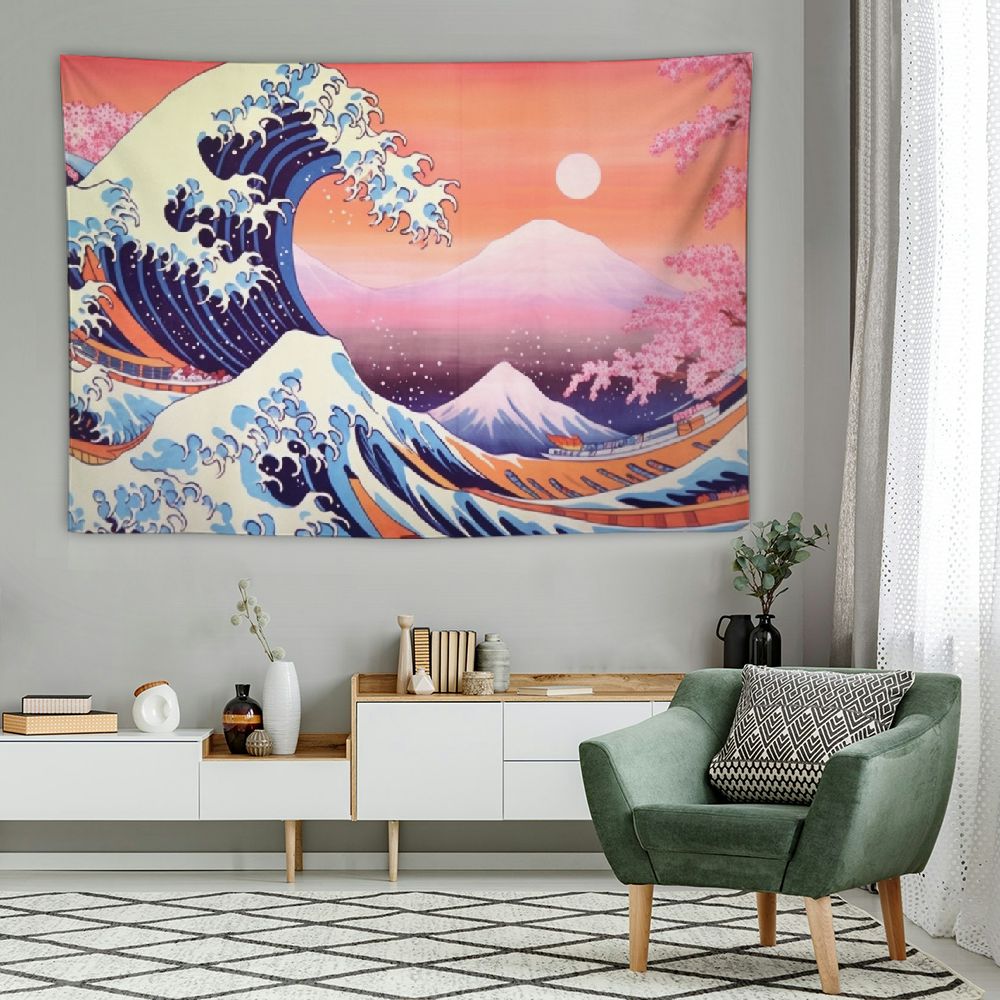 Fenyluxe The Great Wave Tapestry Japanese Ocean Wave Wall Tapestry ...