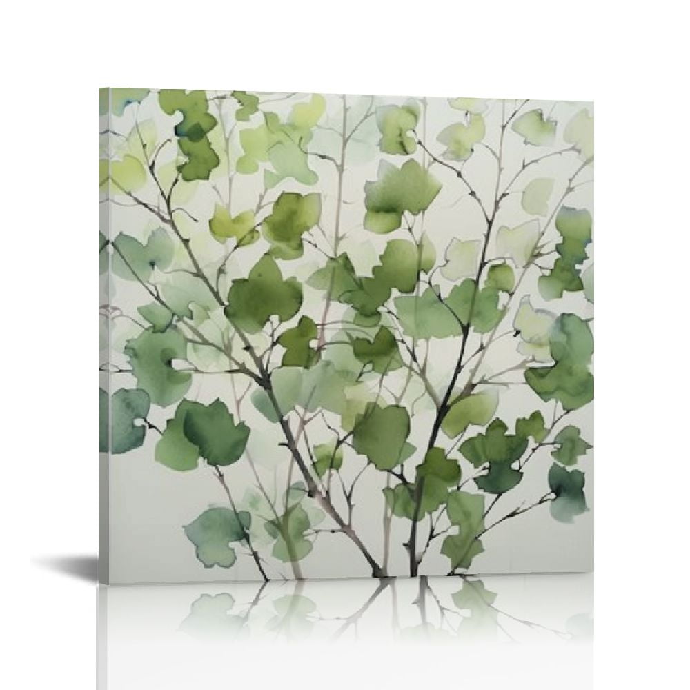 Fenyluxe Green Leaves Canvas Print for Living Room Home Wall Decor Gift ...