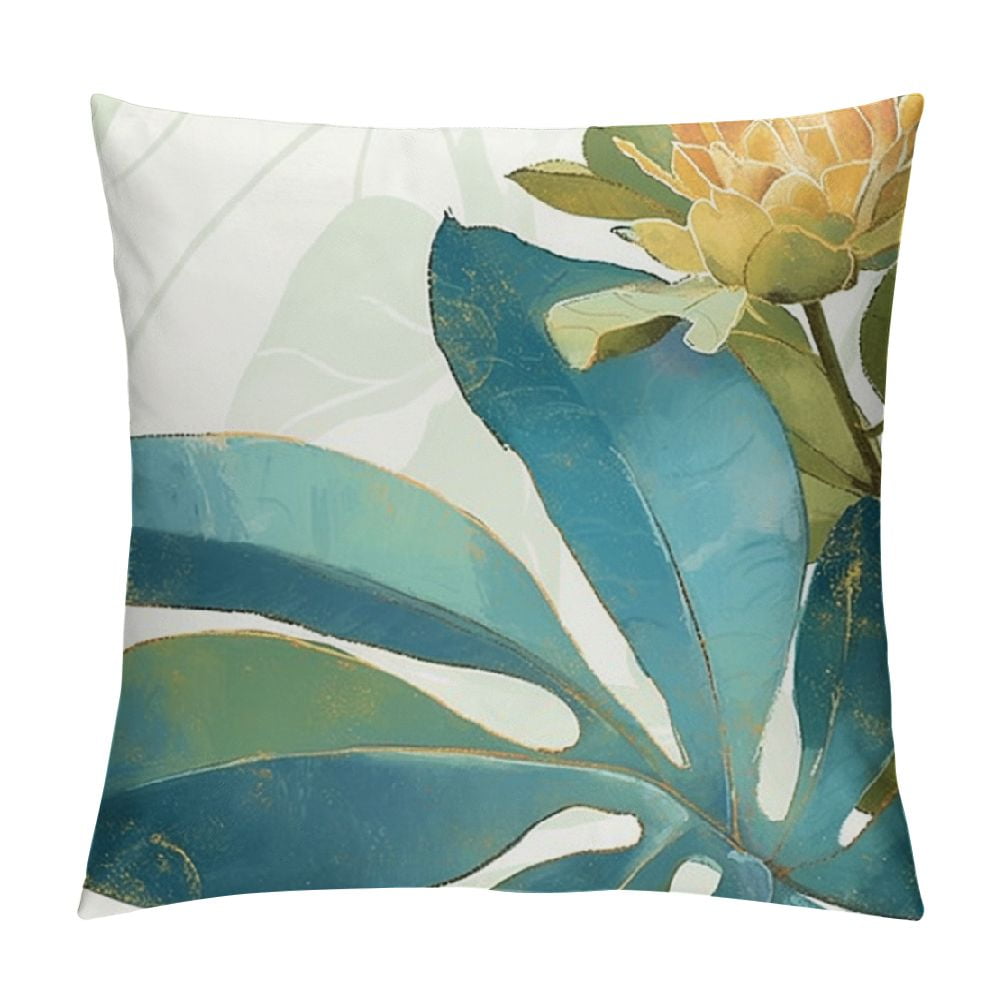 Fenyluxe Green Tropical Leaf Pillow Covers Monstera Palm Leaves Couch ...