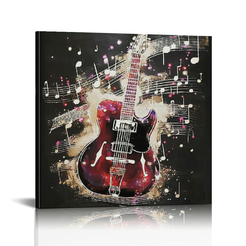 Fenyluxe Guitar Musical Notes Canvas Wall Art Ready To Hang Room Home ...