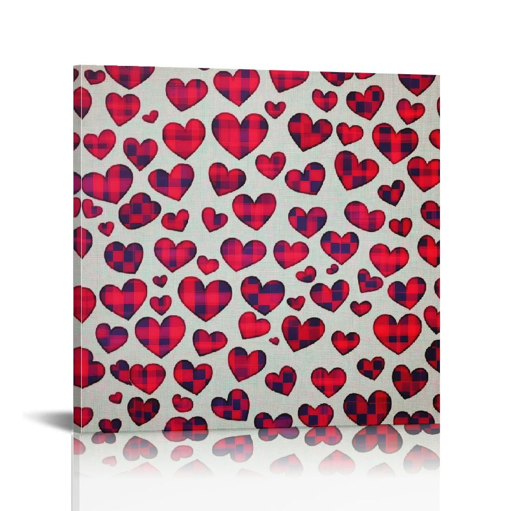 Fenyluxe Heart Pattern and Checkered Pattern Love Wall Decor for ...