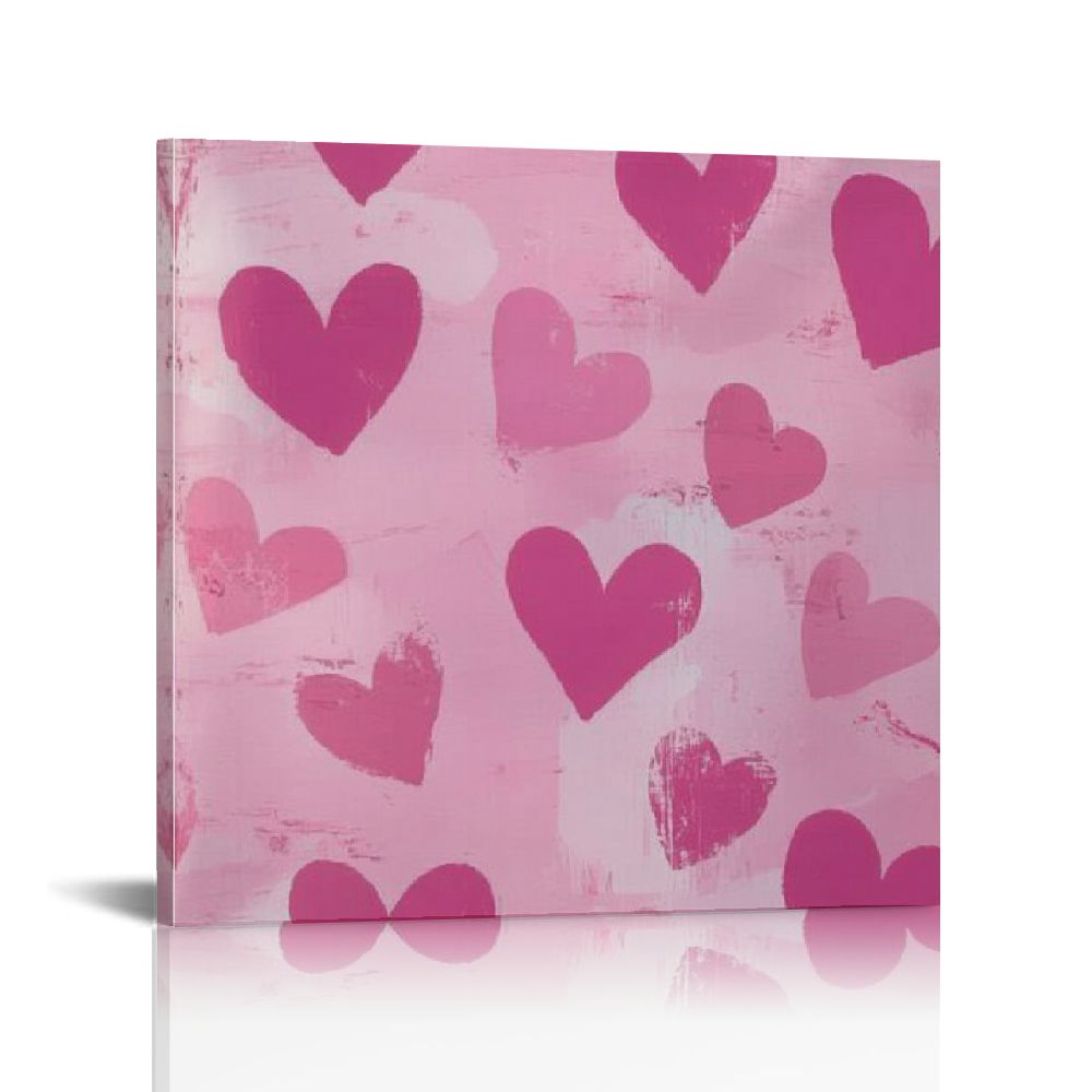 Fenyluxe Hearts Pink Romanticism Canvas Print Art Decor Ready To Hang ...