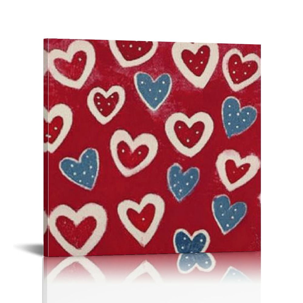 Fenyluxe Hearts Polka Dots Canvas Wall Art Ready to Hang - Home Art ...