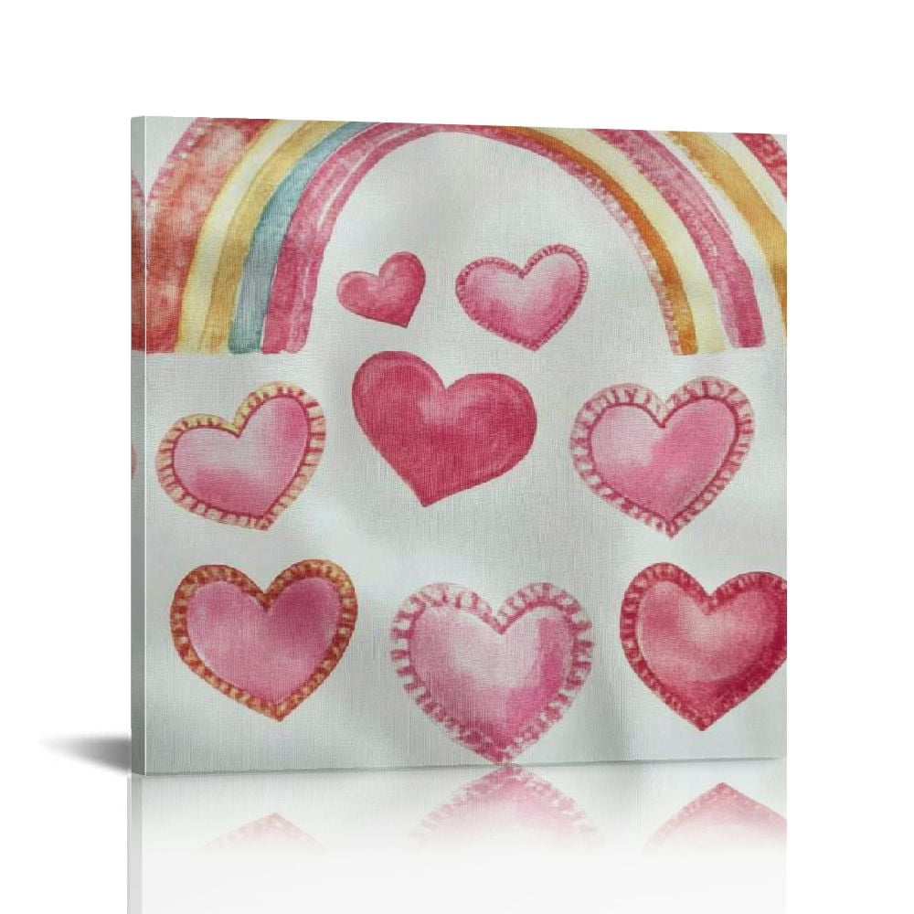 Fenyluxe Hearts Rainbow Canvas Print Art Decor Ready To Hang for Home ...
