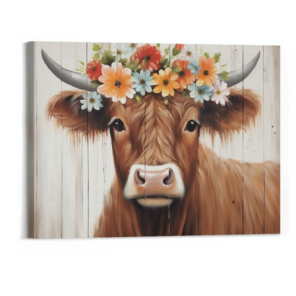 Fenyluxe Highland Cow Decor for Farmhouse: Retro Scottish Calf pictures ...