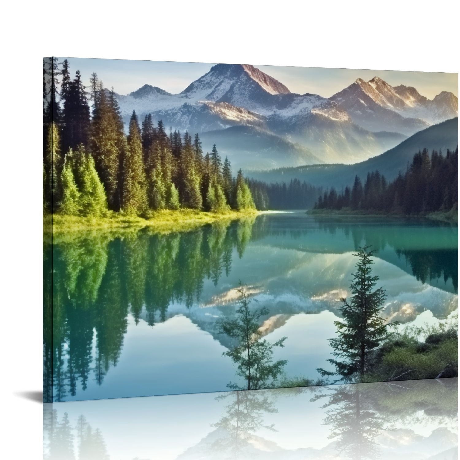 Fenyluxe Lake Mountains Trees Art Modern Canvas Prints Ready To Hang ...