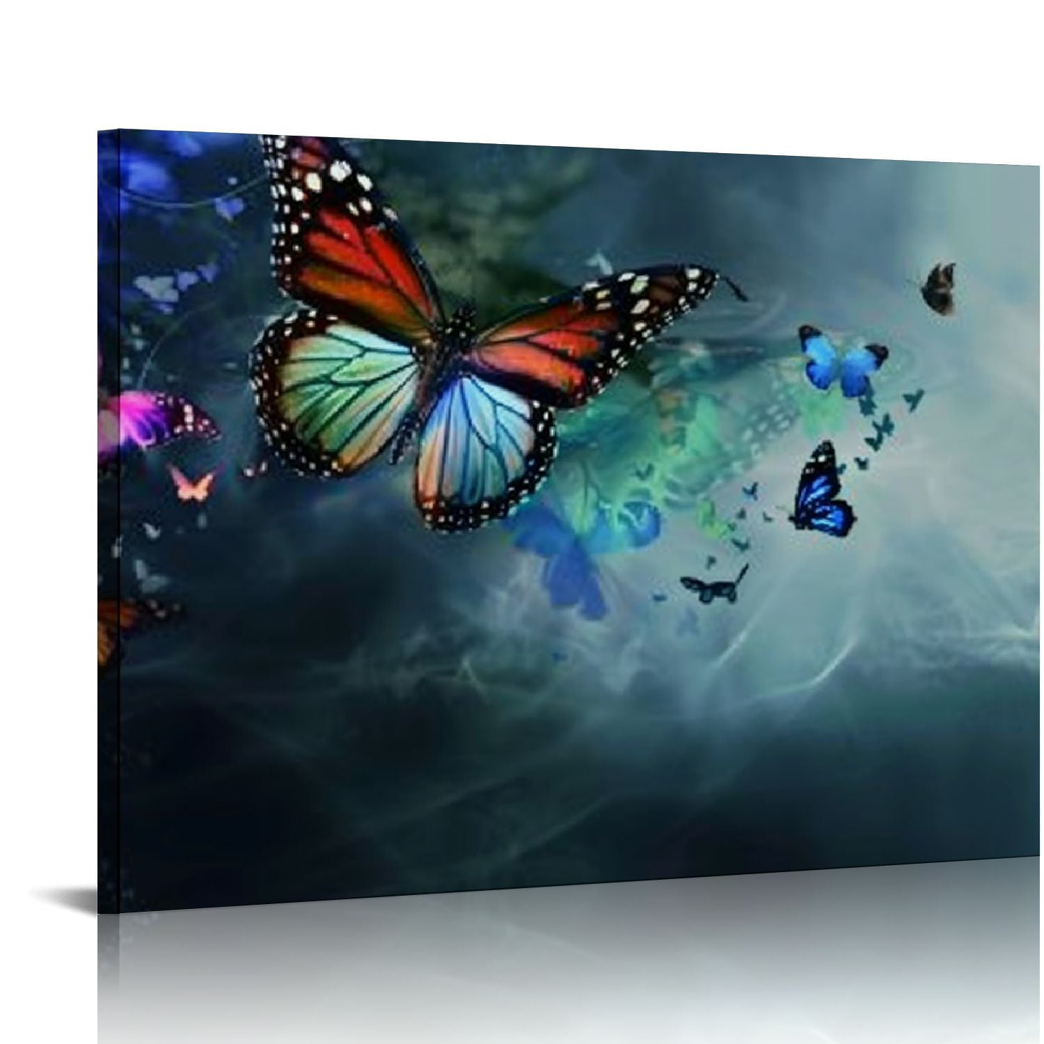 Fenyluxe Large Blue Butterfly Canvas Wall Art Colorful Abstract ...