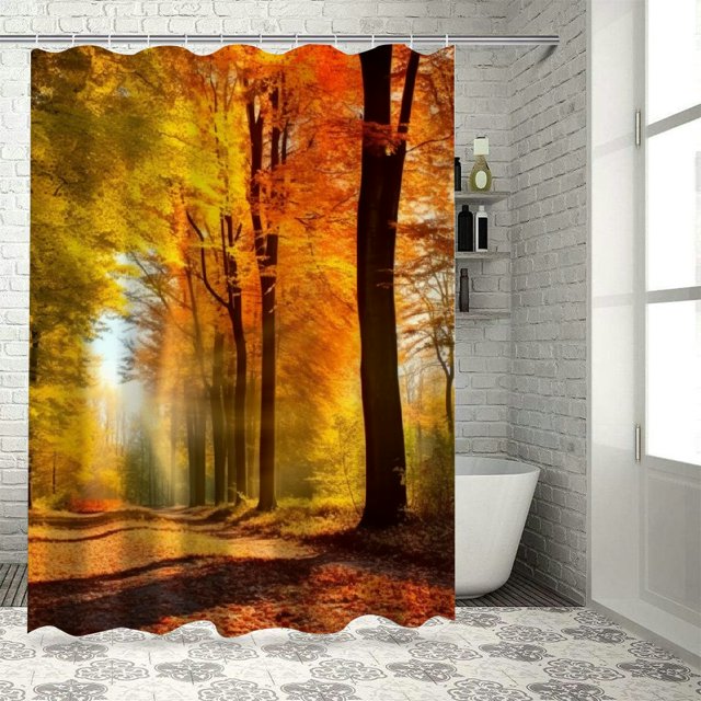 Fenyluxe Leaves Pretty Shower Curtain Bathroom Decor Polyester Fiber ...