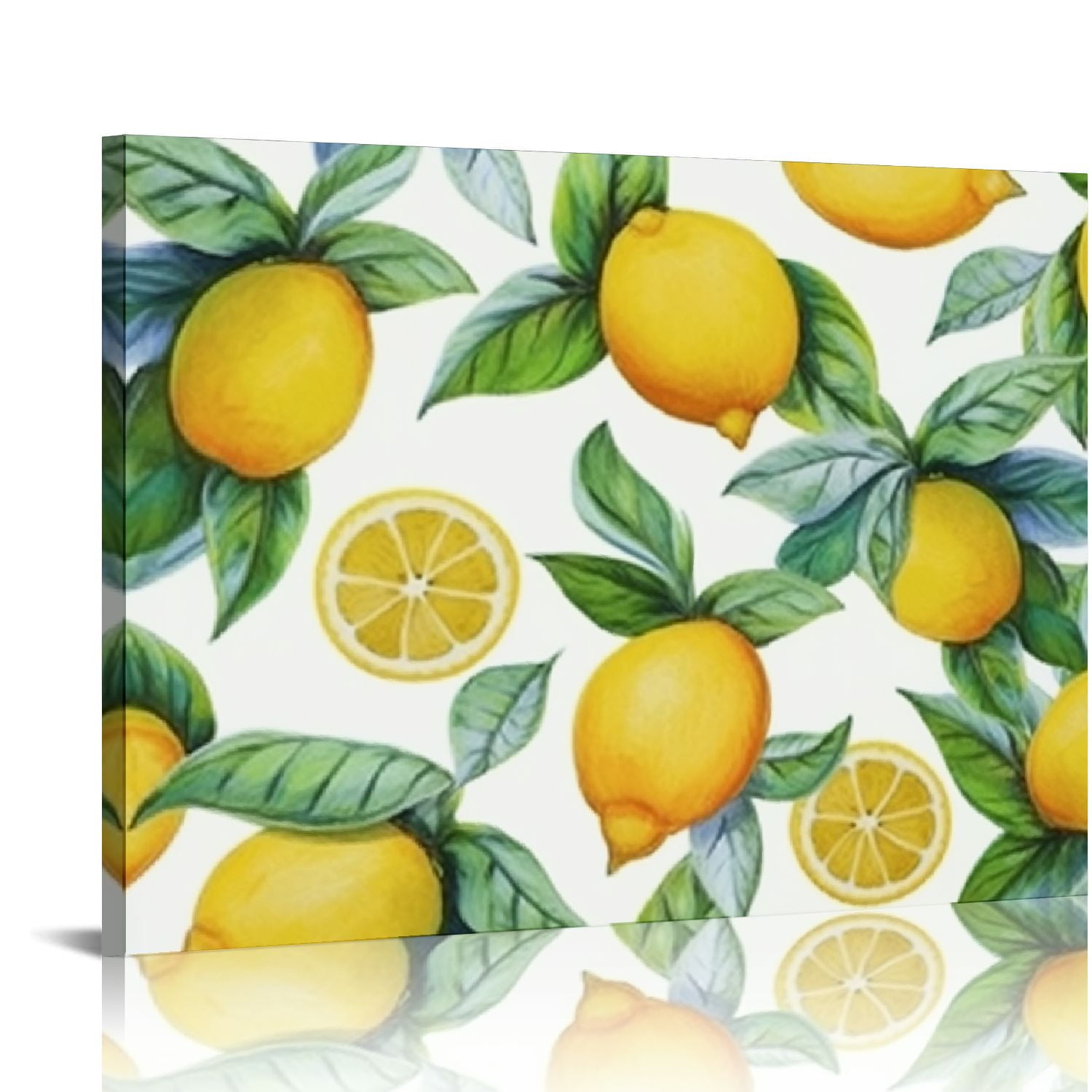 Fenyluxe Lemons Leaves Wall Decor Art Canvas Prints for Bedroom Kitchen ...
