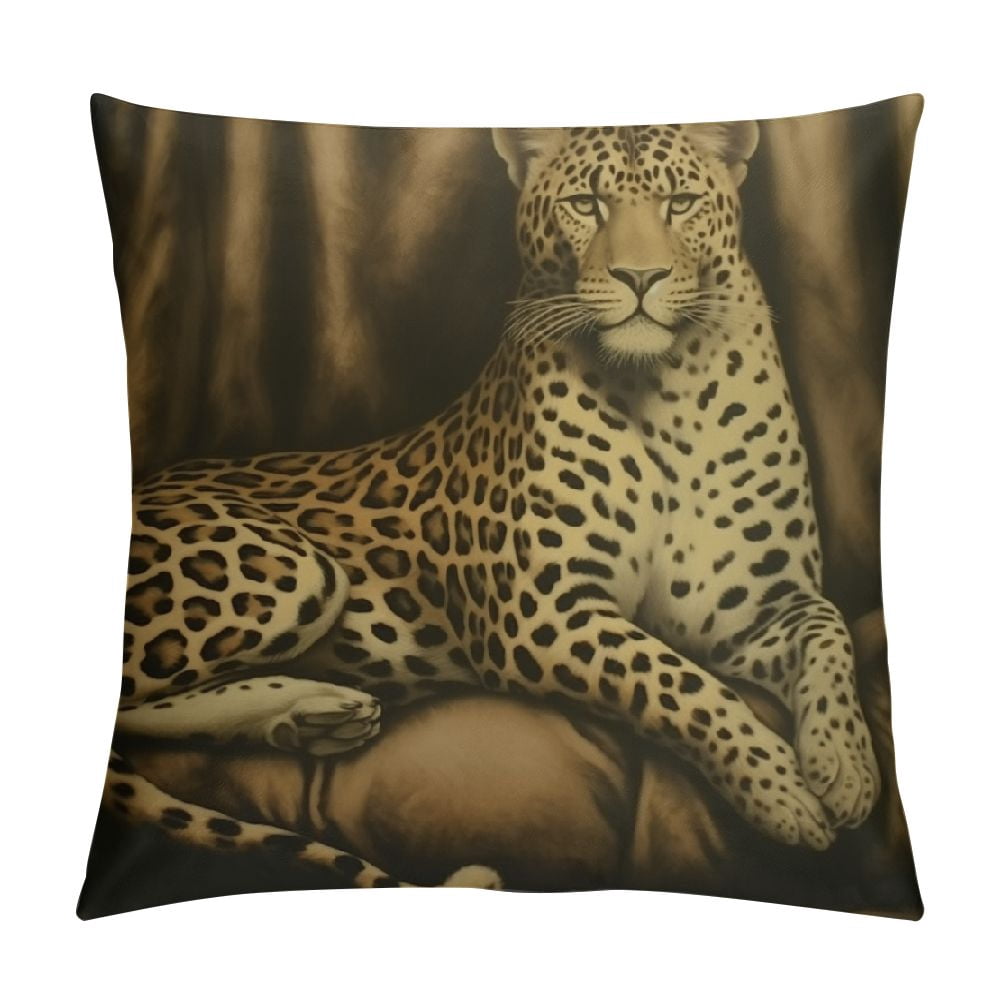 Fenyluxe Leopard Throw Pillow Cover,Animal Leopard Print Soft Square ...