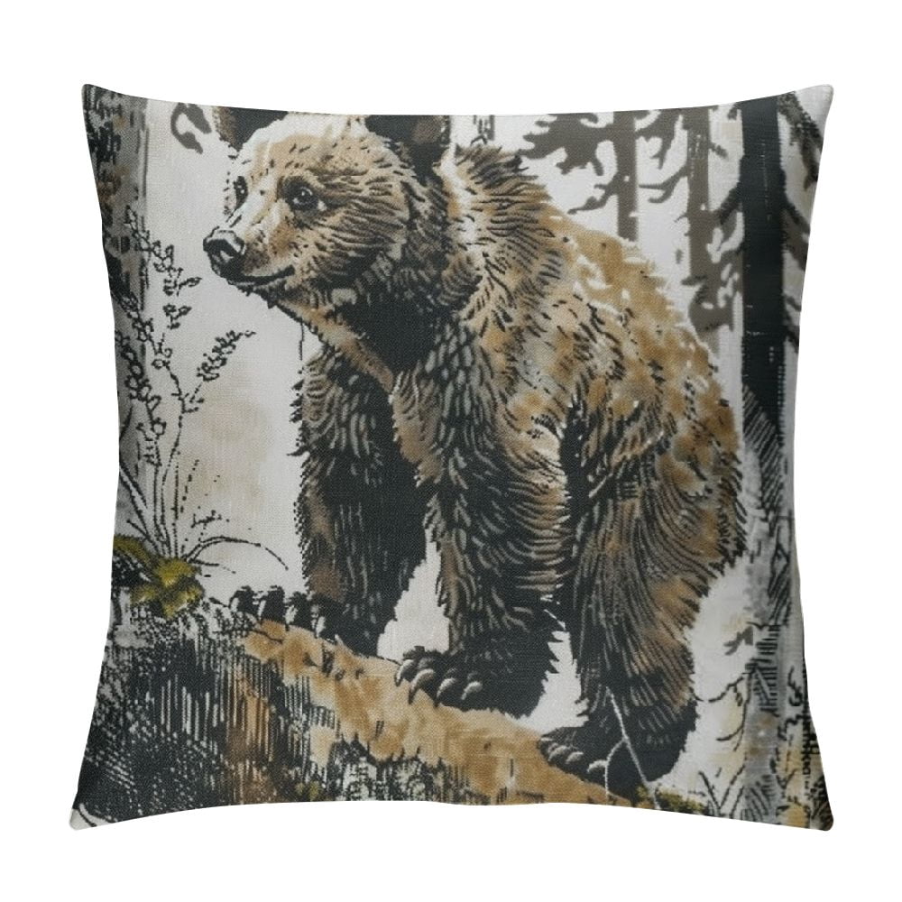 Fenyluxe Lodge Cabin Throw Pillow Cover Woodland Animals Farmhouse ...