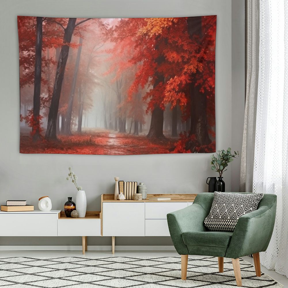 Fenyluxe Maple Trees Forest Tapestry Fairytale Forest Tapestry Red ...