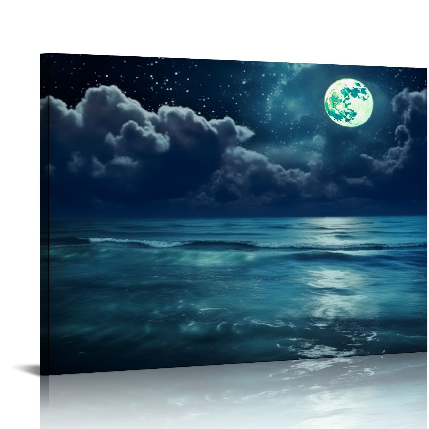 Fenyluxe Moon Stars Ocean Canvas Print Ready To Hang Room Home Art ...