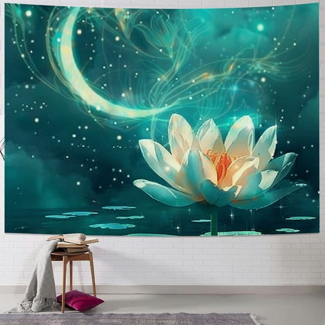 Fenyluxe Moon Tapestry for Bedroom, Flower Floral Vertical Tapestry ...