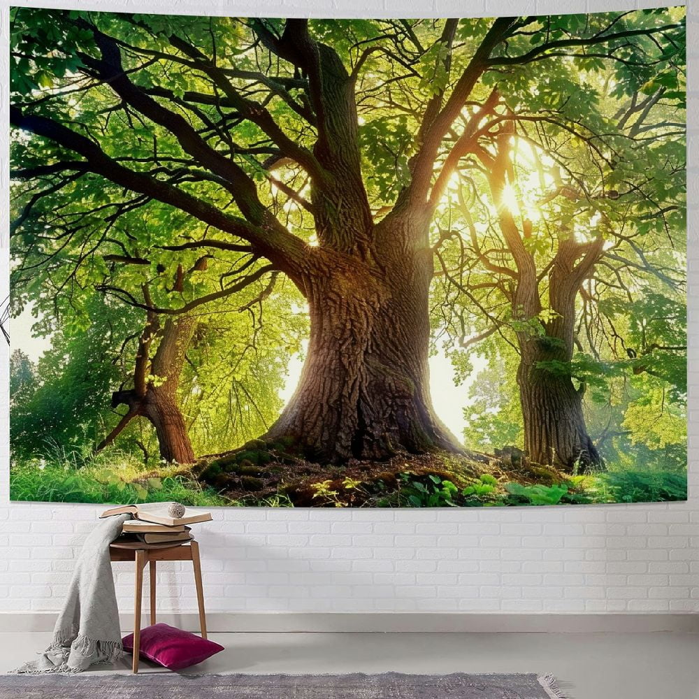 Fenyluxe Nature Forest Thick Tree Wall Tapestry, Enchanted Scenery Road ...