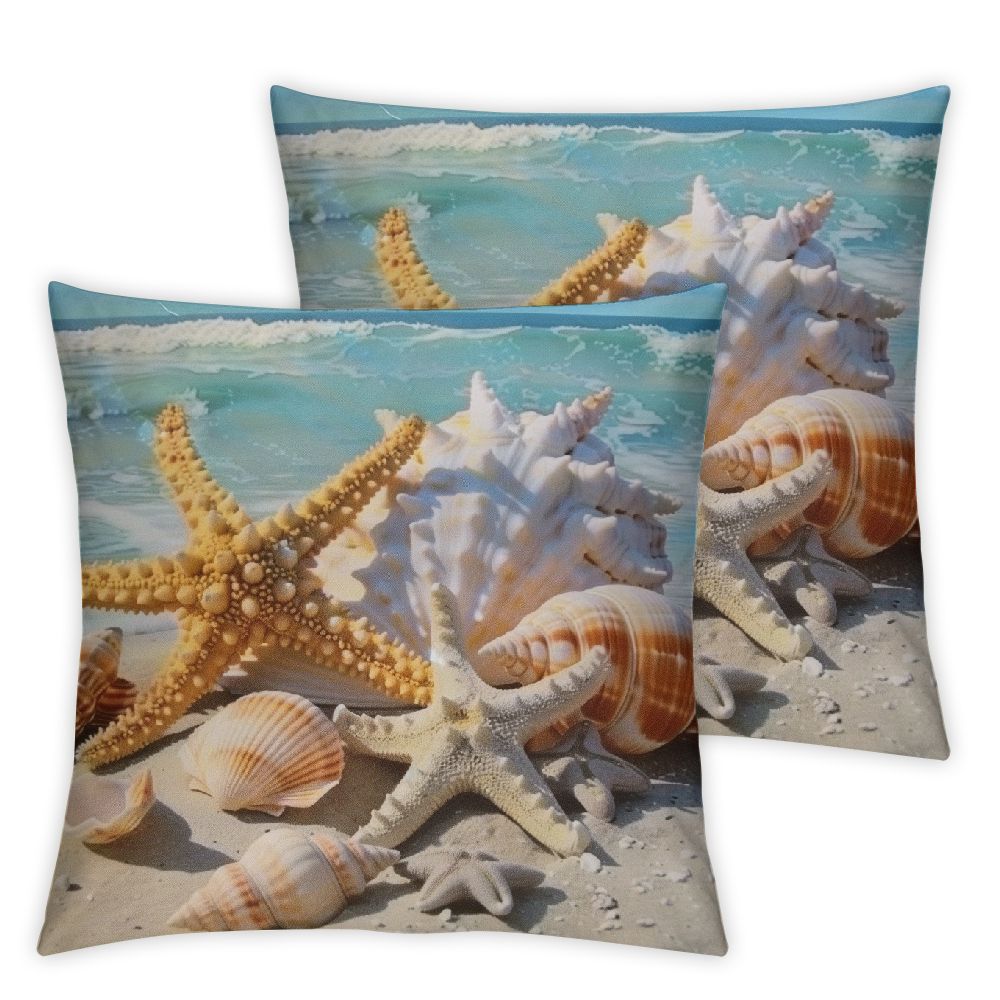 Fenyluxe Nautical Coastal Decor Pillow Covers Starfish/Seashell/Sand ...