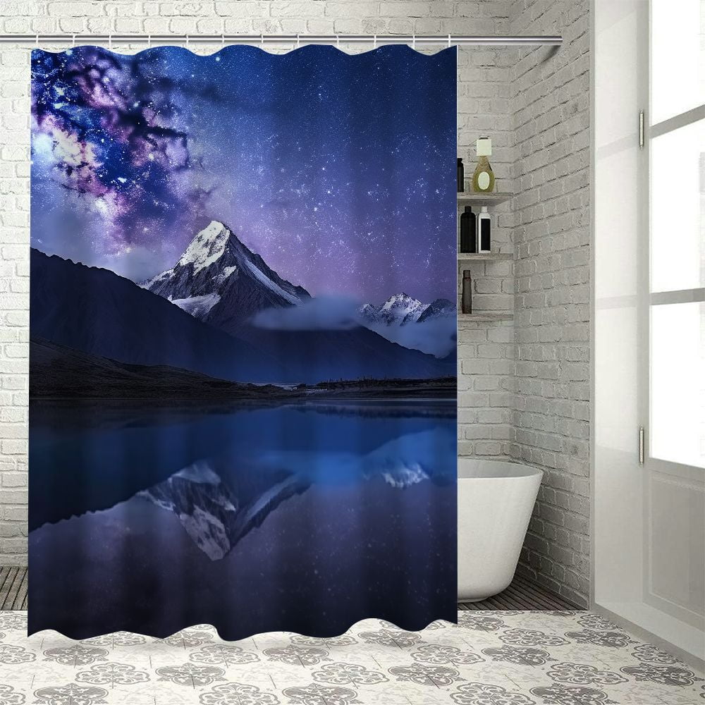 Fenyluxe Night Sky Reflection Space Art Pretty Shower Curtain Set Chic ...