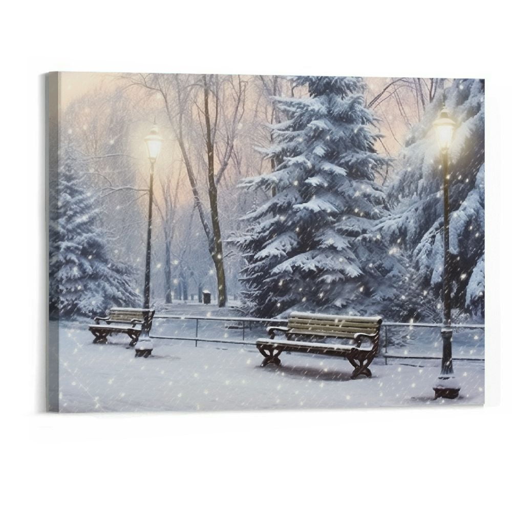 Fenyluxe Oak Street Christmas Winter Scenes Art Tabletop Canvas Picture ...