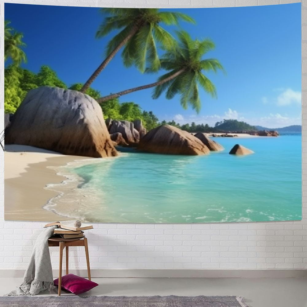 Fenyluxe Ocean Beach Tapestry Wall Hanging, Tropic Paradise Beach Wall ...