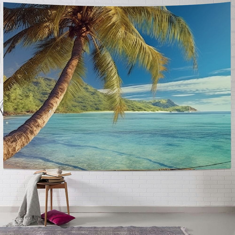 Fenyluxe Ocean Tapestry, Image of a Tropical Island Beach Theme the ...