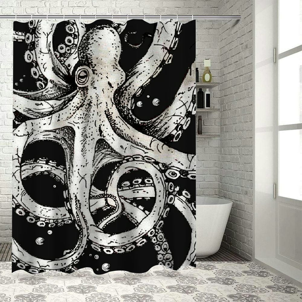 Fenyluxe Octopus Decor Shower Curtain for Bathroom, Funny Sea Monster ...