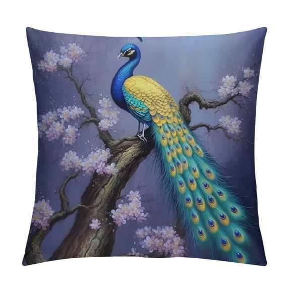 Fenyluxe Peacock Flowers Fashion Style Dirt-Resistant Throw Pillow ...