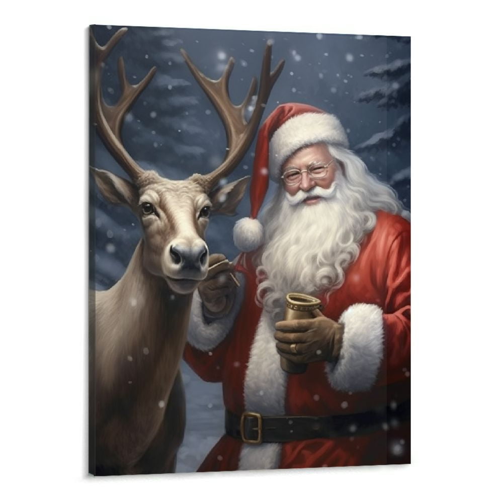 Fenyluxe Posters Vintage Santa Claus Canvas Wall Art Christmas Pictures ...