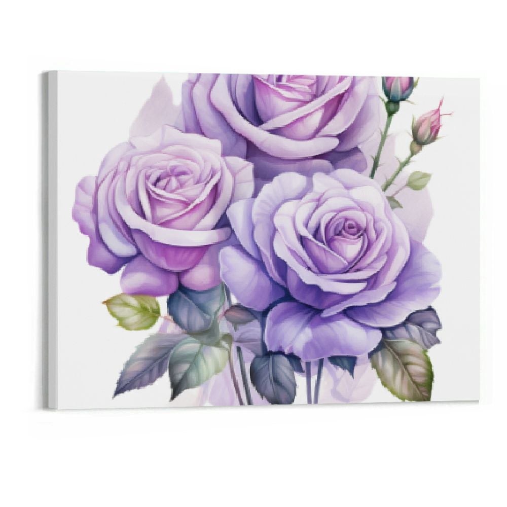Fenyluxe Purple Rose Canvas Wall Art Picture 20x16in for Living Room ...
