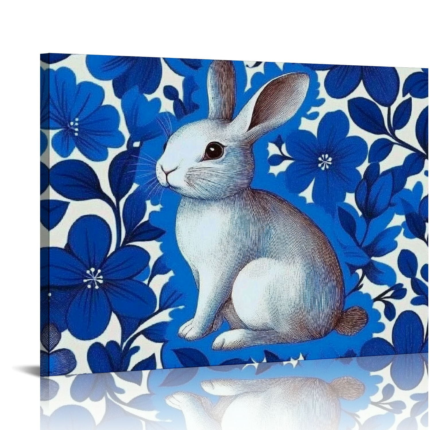 Fenyluxe Rabbit with Wildflowers Spring Easter Framed Canvas Wall Art ...