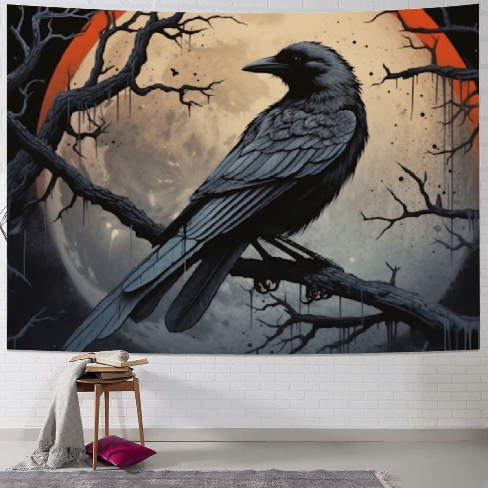 Fenyluxe Raven Tapestry, Crow Tapestry Wall Hanging, Gothic Aesthetic ...