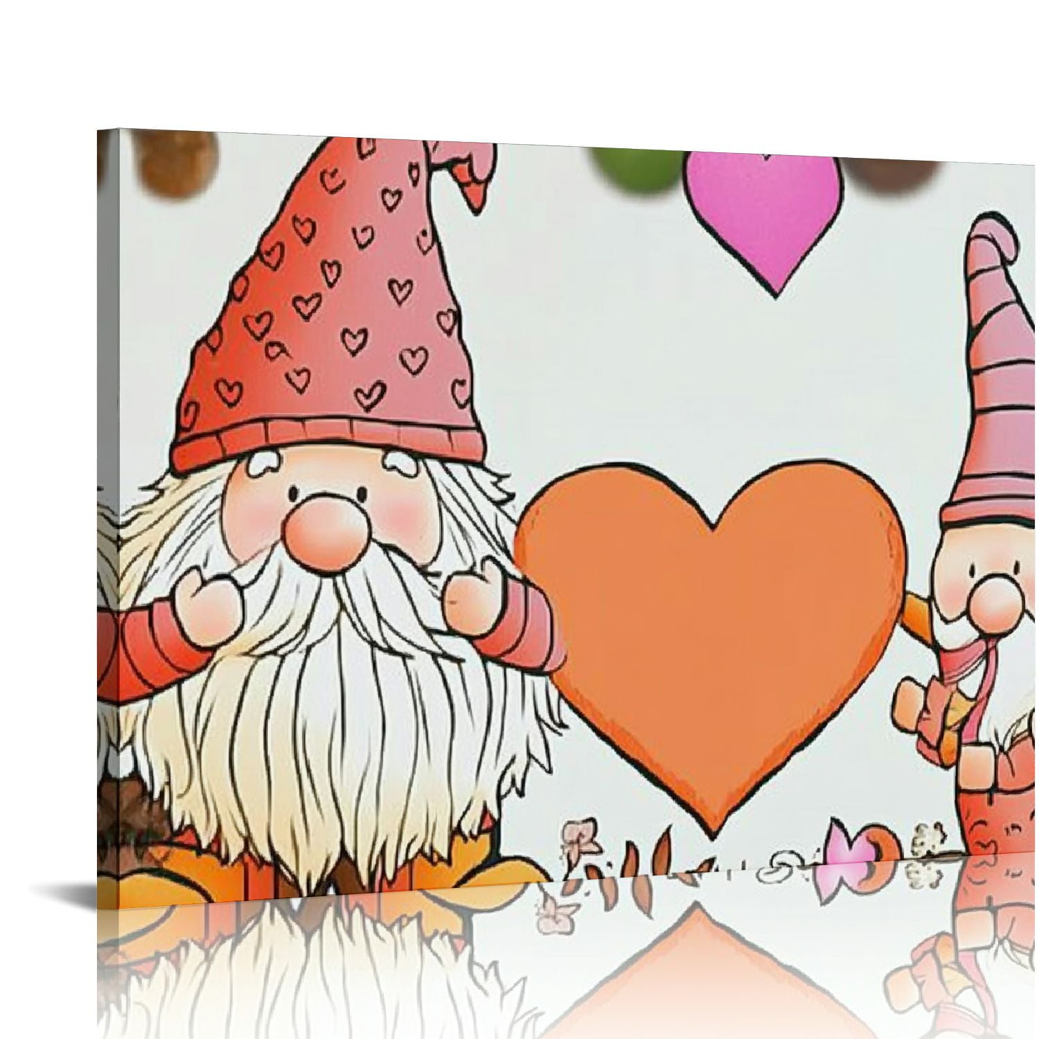 Fenyluxe Ready to Hang Gnomes Heart-Shaped Object Cat Wall Decor Canvas ...