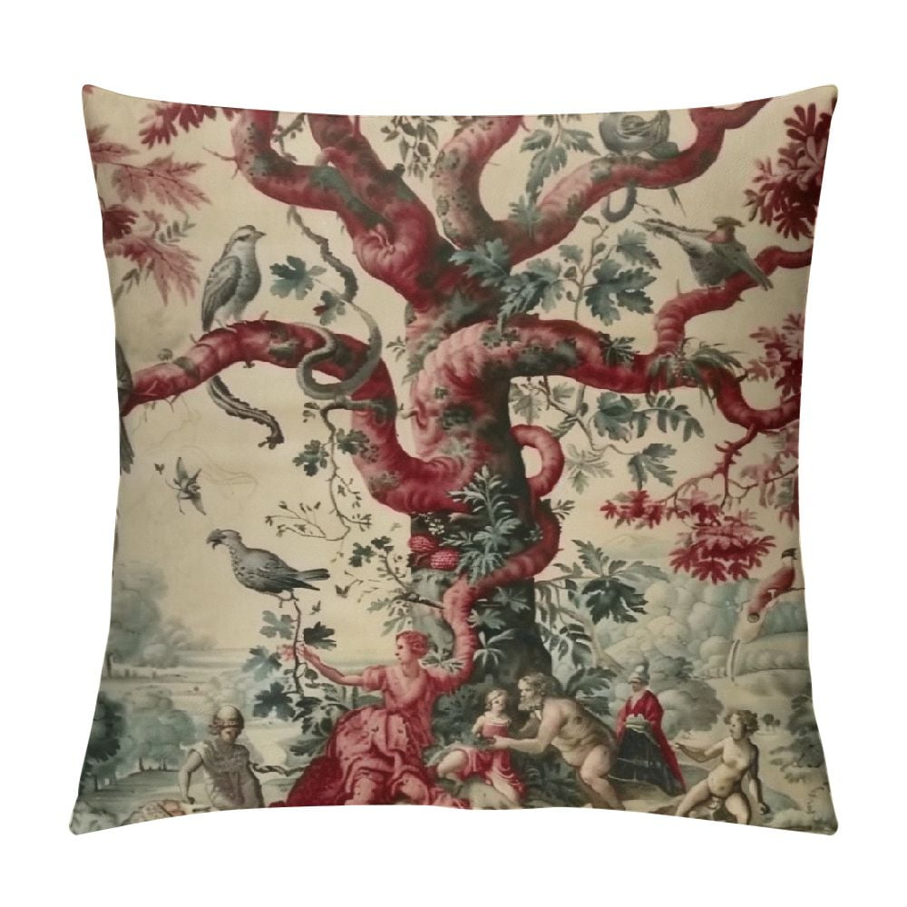 Fenyluxe Red Toile Pillow Covers French Country Throw Pillows Vintage ...