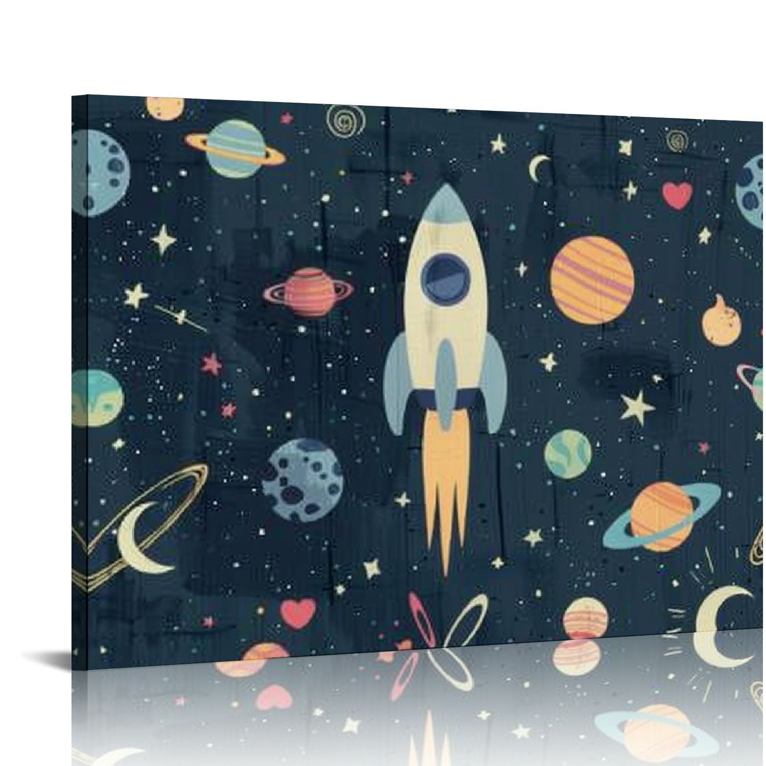 Fenyluxe Rocket Ship Stars Planets Wall Decor for Bathroom and Bedroom ...