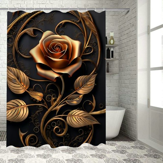 Fenyluxe Rose Butterfly Swirls Pretty Shower Curtain Set Bathroom Decor ...