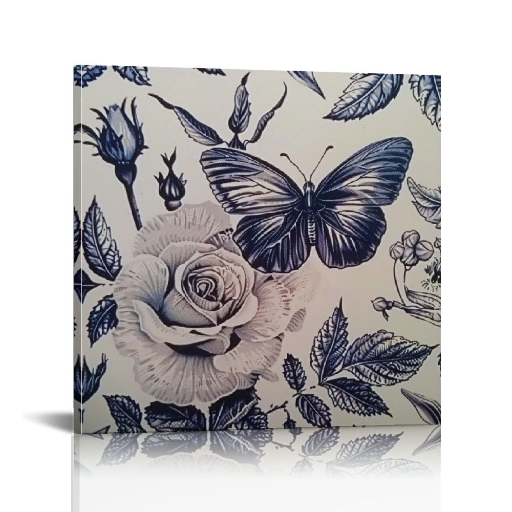 Fenyluxe Rose Butterfly Wall Decor for Living Room Home Interior Ready ...