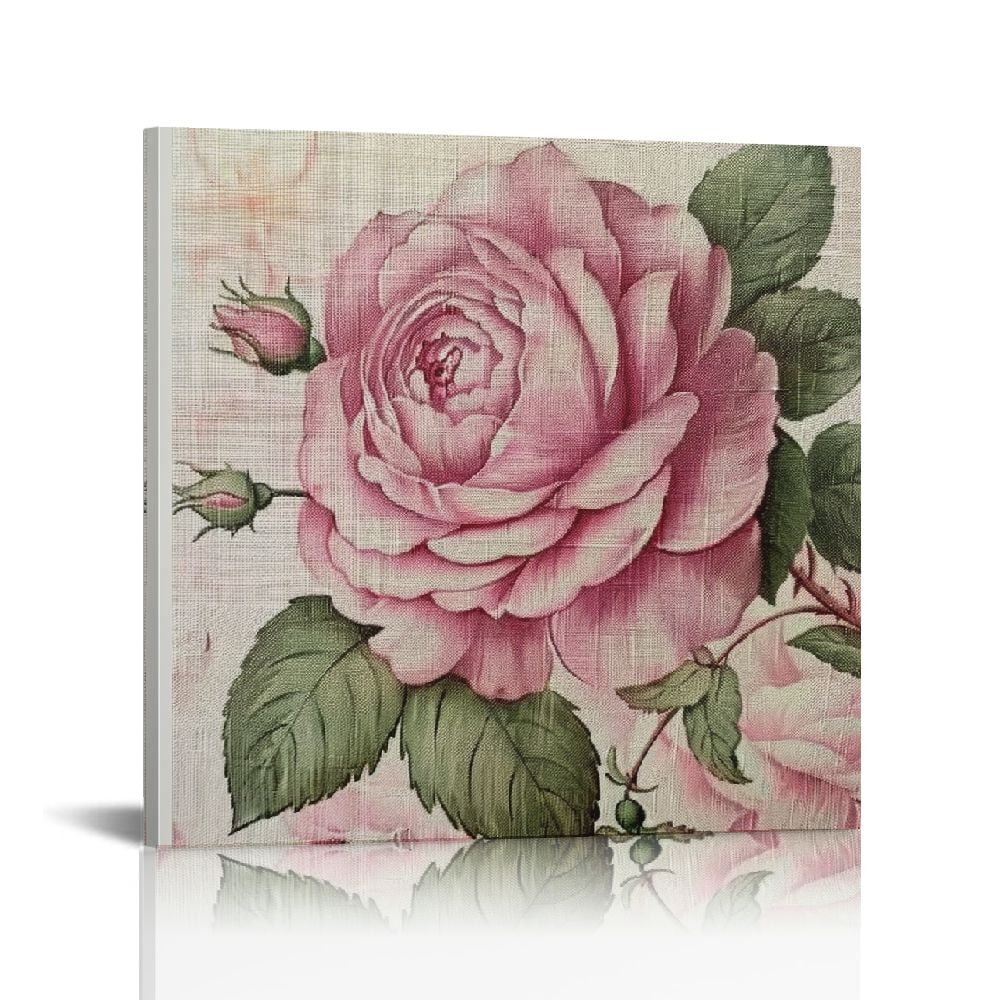 Fenyluxe Rose Leaves Pink Ready to Hang Wall Decor For Bedroom ...