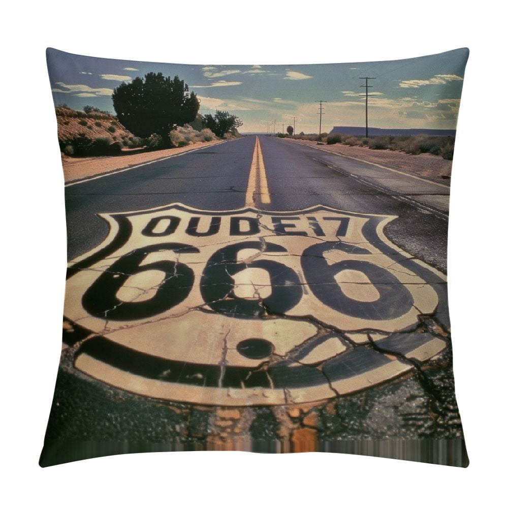 Fenyluxe Route 66 Pillow Case, The Dusk Sky Historic Route 66 Signs ...