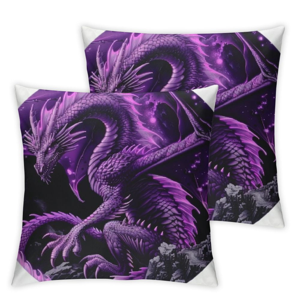 Fenyluxe Set of 2 Purple Dragon Throw Pillow Covers Kids Boys Games ...