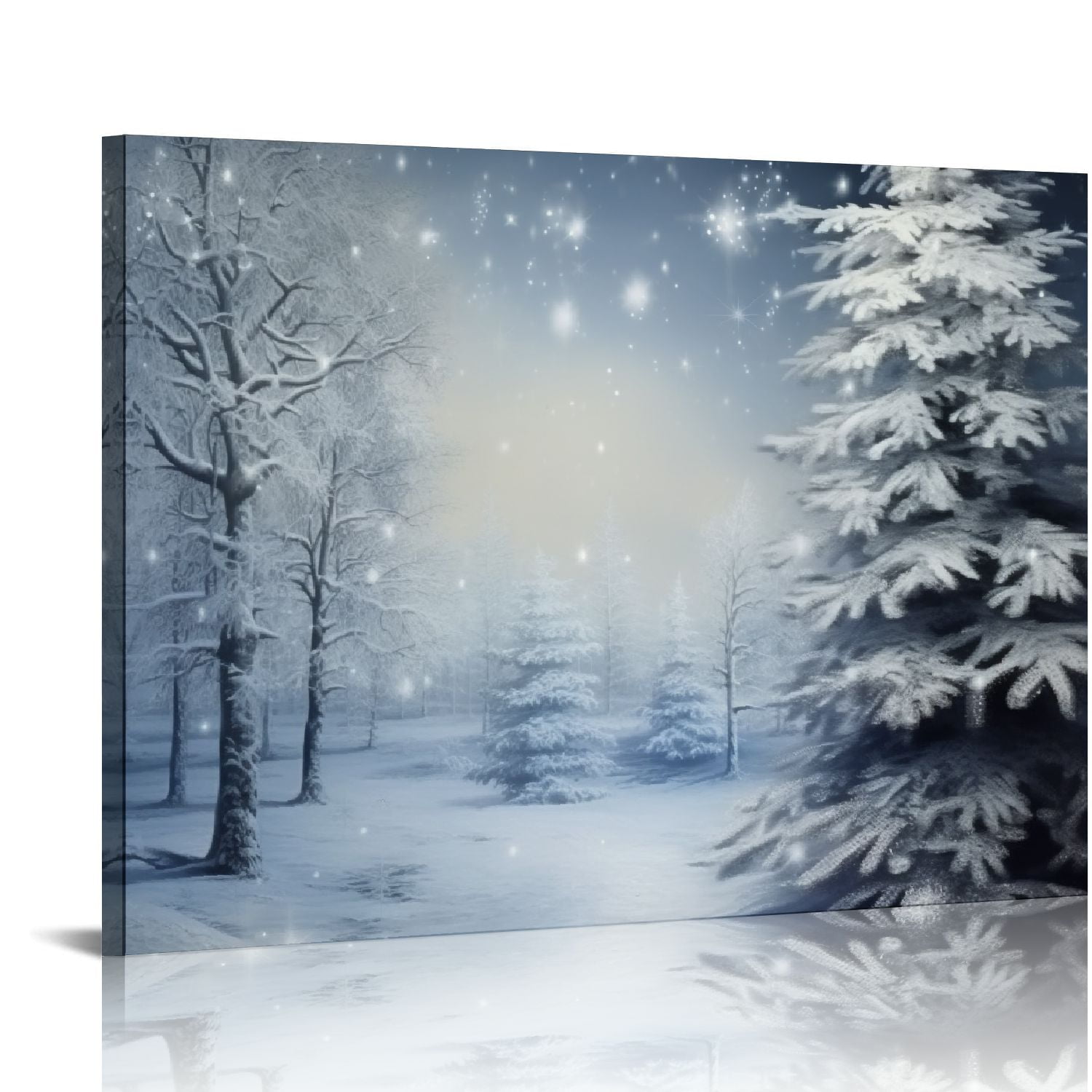 Fenyluxe Snow Flakes and Trees Canvas Print Wall Decor for Bathroom ...
