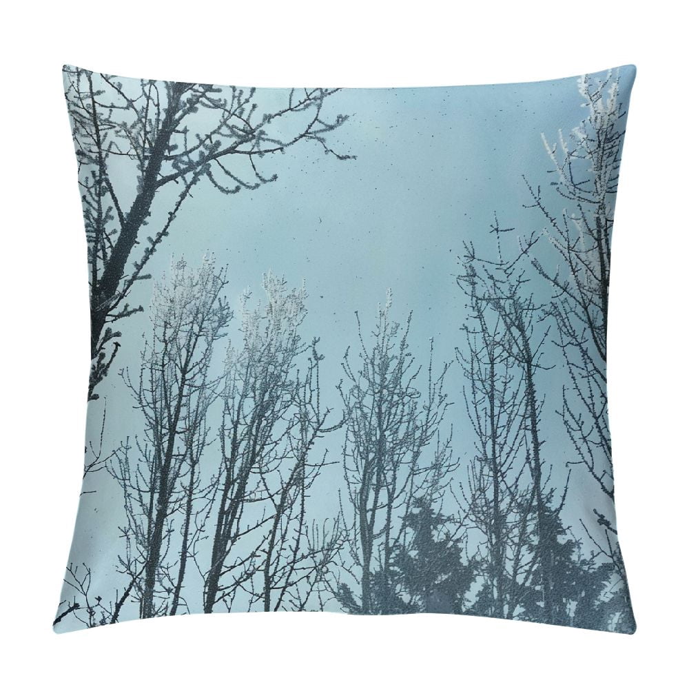 Fenyluxe Snow Trees Sky Throw Pillow Cover for Home Decor Winter Theme ...