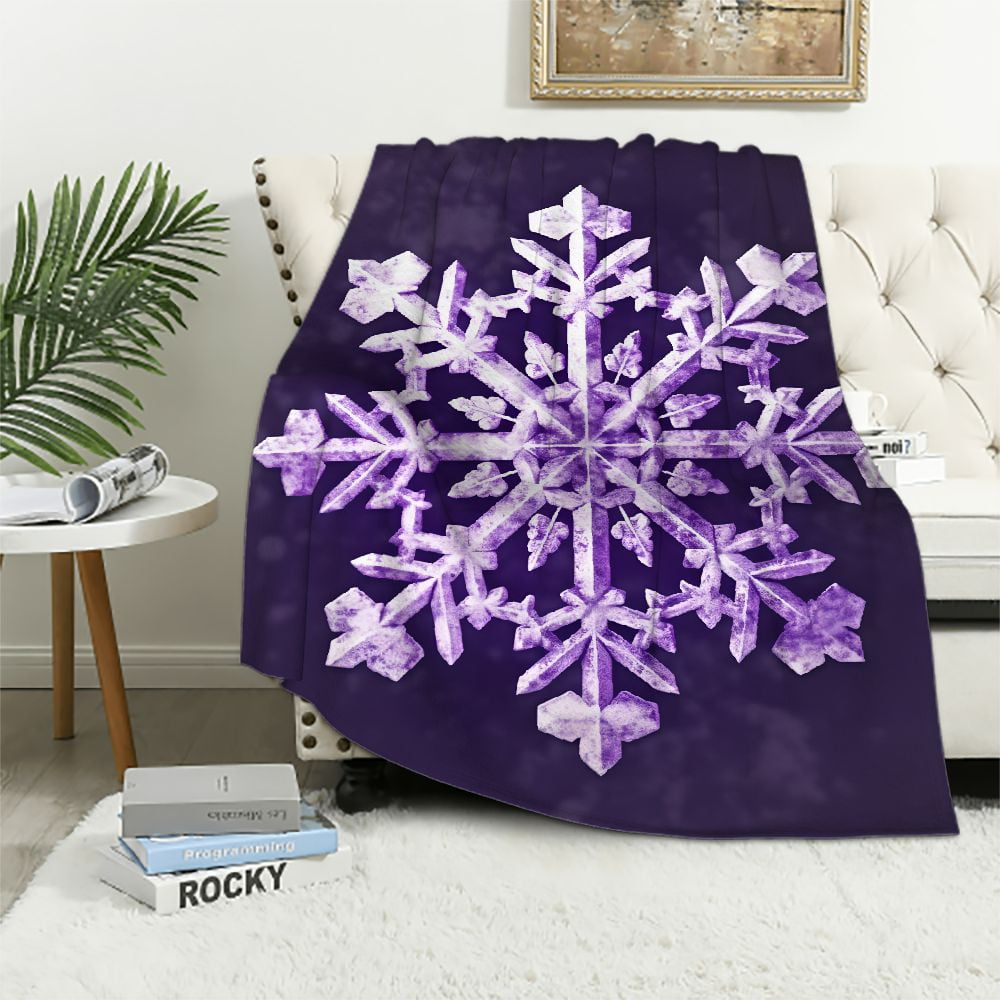 Fenyluxe Snowflake Print Throw Blanket for Bed Sofa Living Room Decor ...