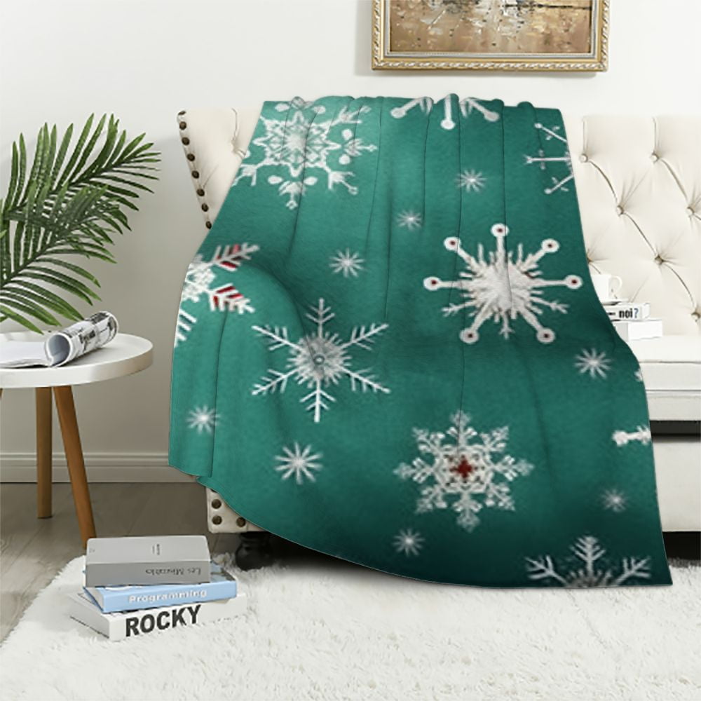 Fenyluxe Snowflakes Folk Art Print Throw Blanket for Bed Couch Car, All ...